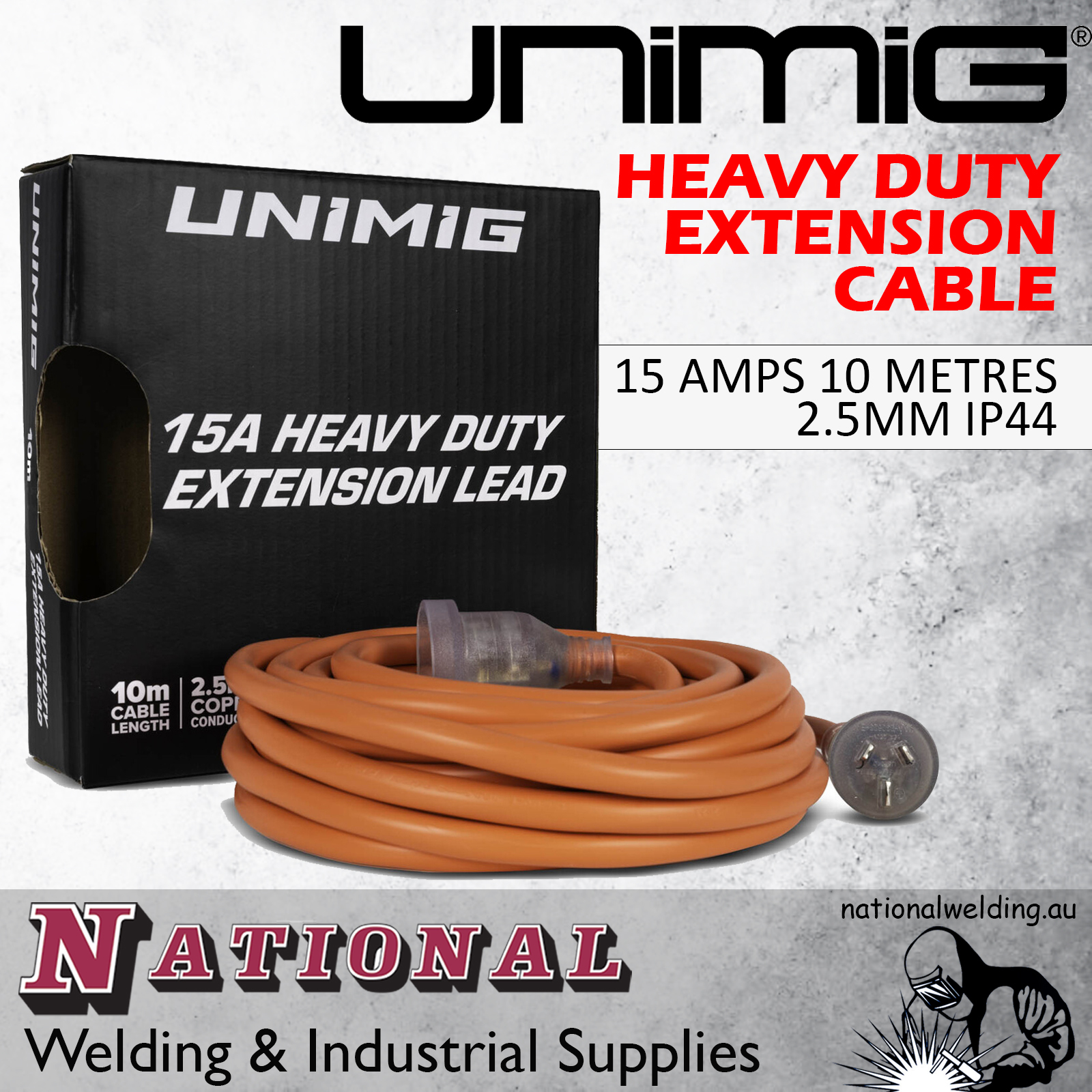 Heavy Duty Extension Cable 15A 10m 2.5mm Quality National Welding