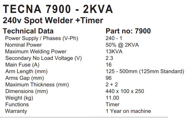 Unimig 7900 2kVA TECNA Hand Held Spot Welder with Timer